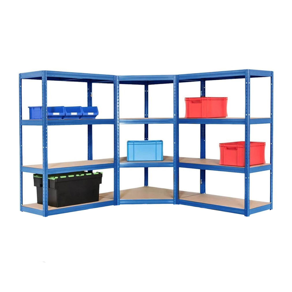 3x Storalex VRS Corner Shelving 1600mm High 200/280kg Blue - Tufferman