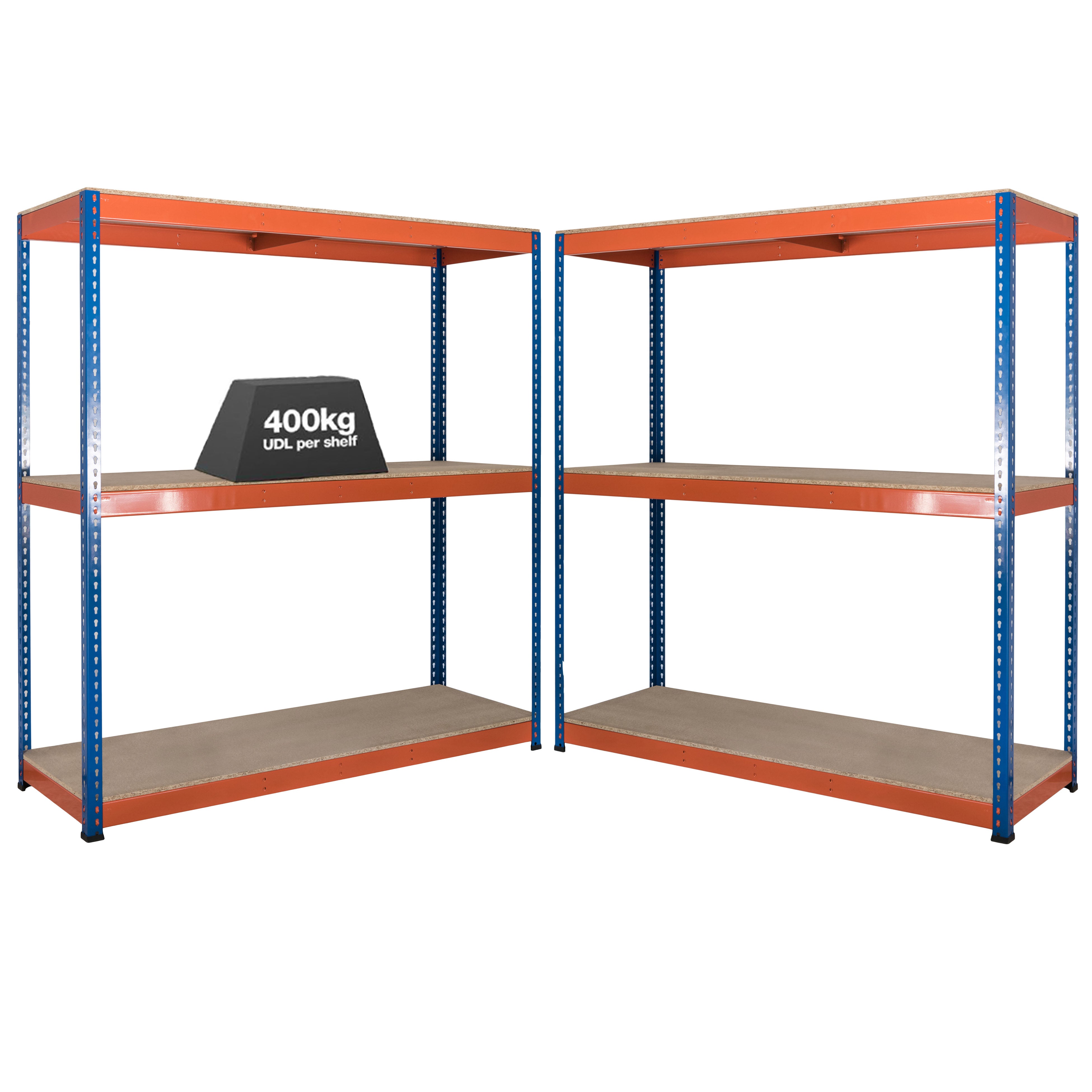 2x Storalex SX400 Industrial Shelving 2440mm High 400kg - Tufferman