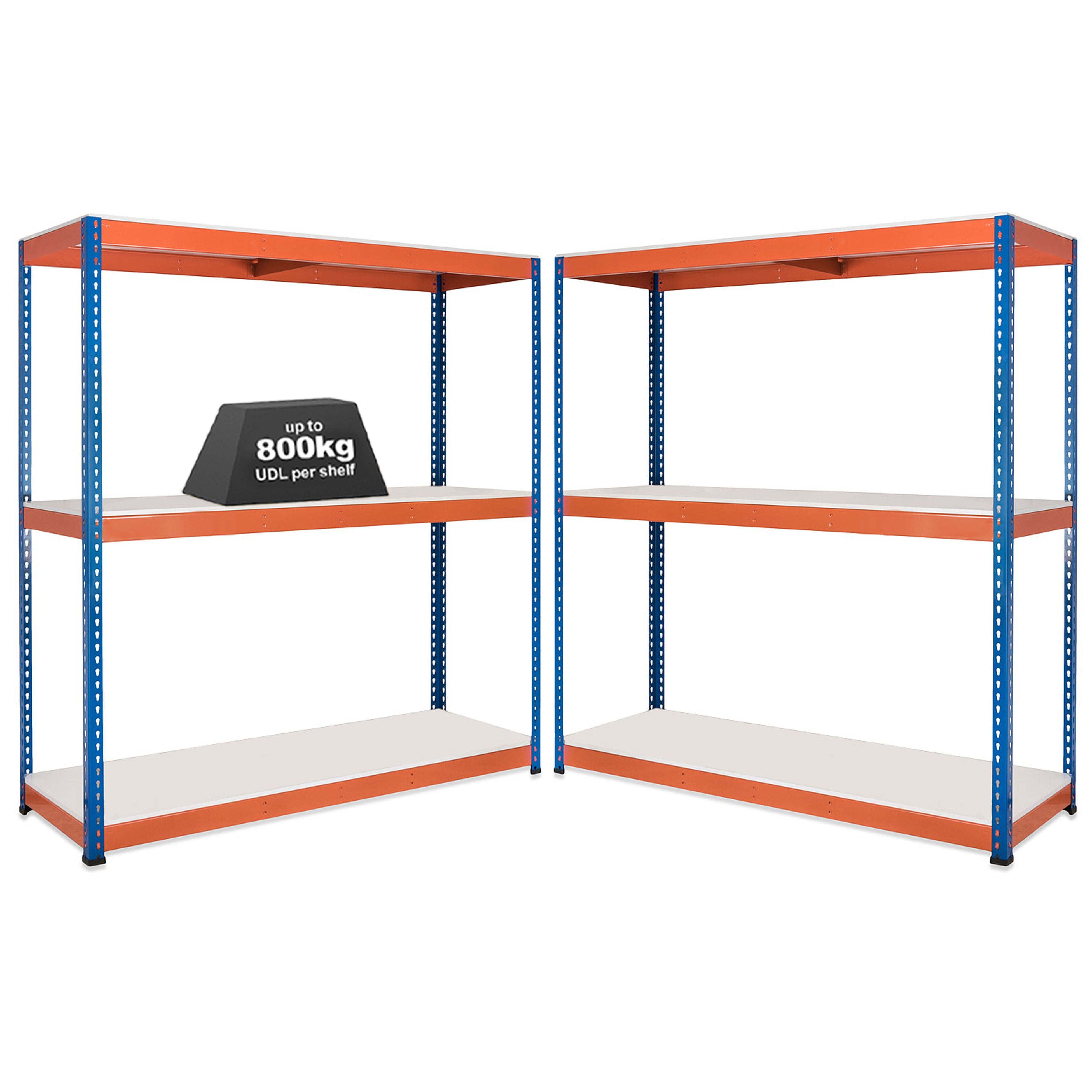 2x Storalex SX800 Melamine Shelving 1980mm High 800kg - Tufferman