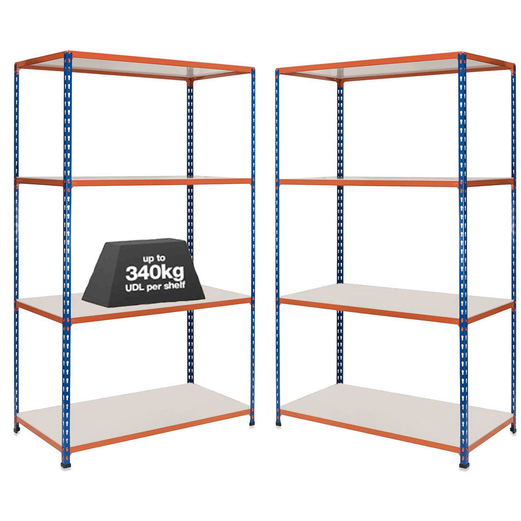 2x Storalex SX340 Melamine Shelving 1980mm High 340kg - Tufferman