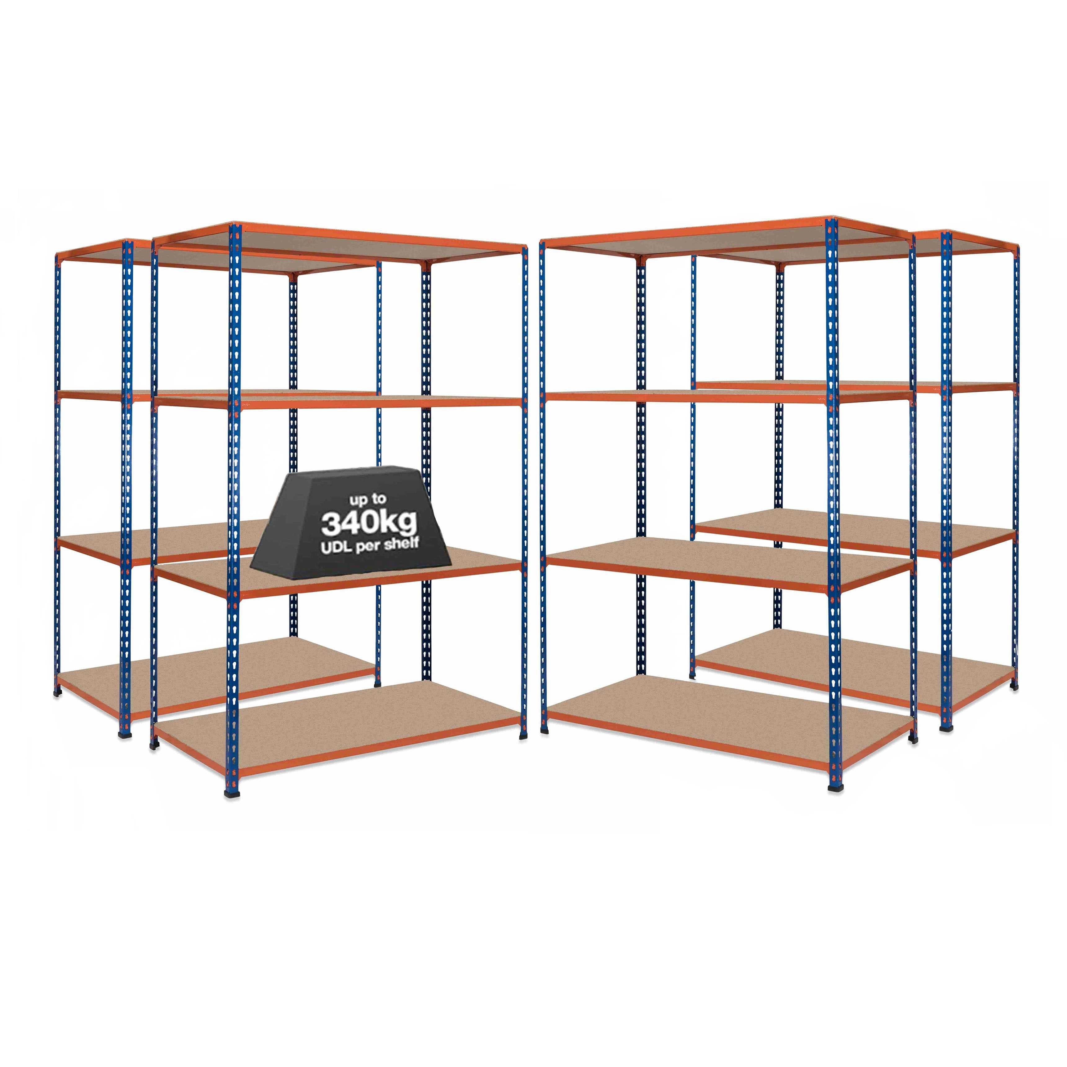 4x Storalex SX340 Industrial Shelving 1980mm High 340kg - Tufferman