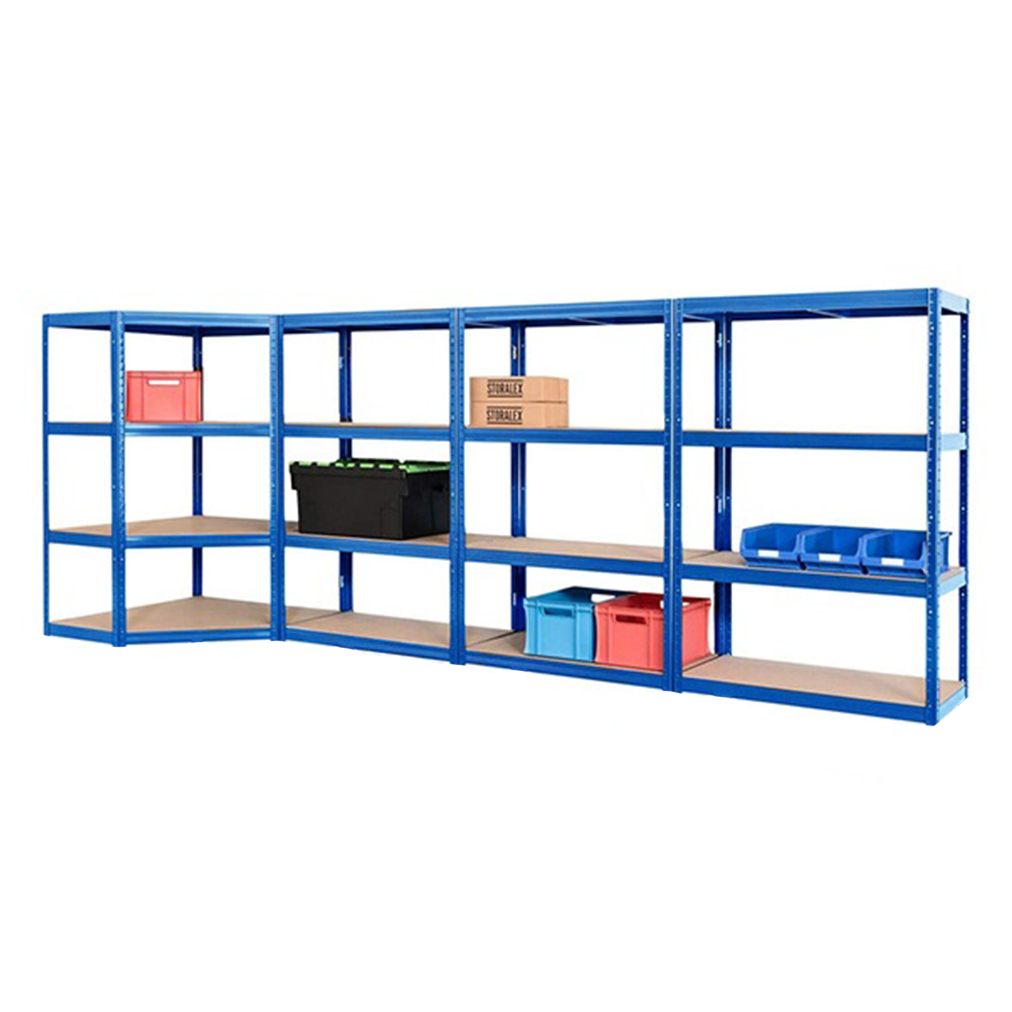 4x Storalex VRS Corner Shelving 1600mm High 200/280kg Blue - Tufferman