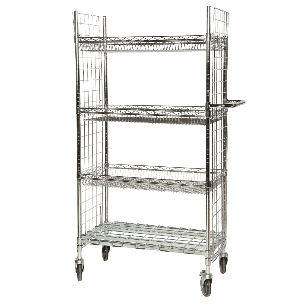 Eclipse Wire Picking Cart With Basket Shelves - 4 Levels - Tufferman