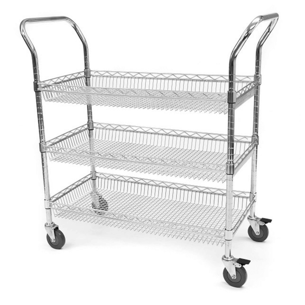 Eclipse Chrome Wire Basket Trolley - 3 Levels - Tufferman