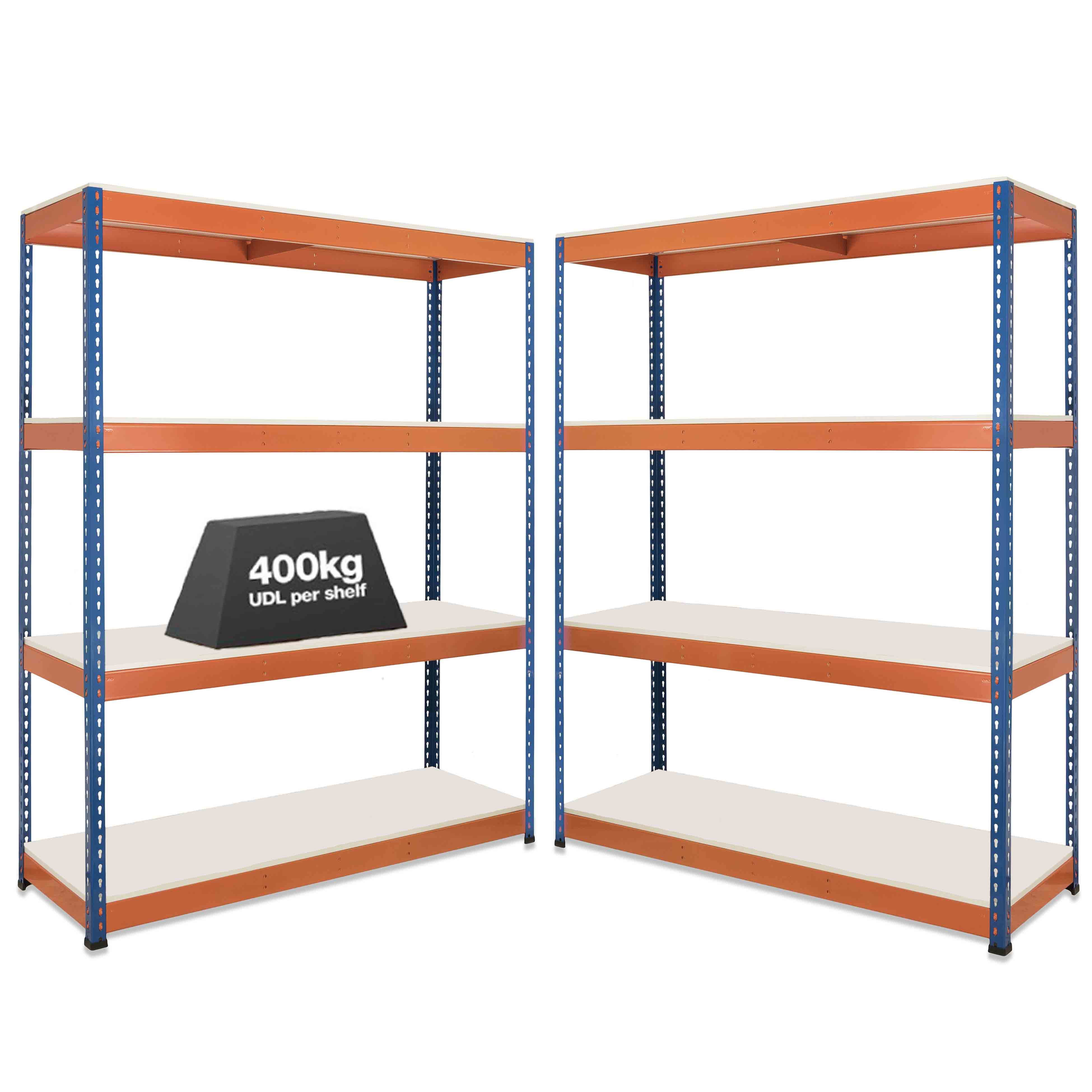 2x Storalex SX400 Melamine Shelving 1980mm High 400kg - Tufferman