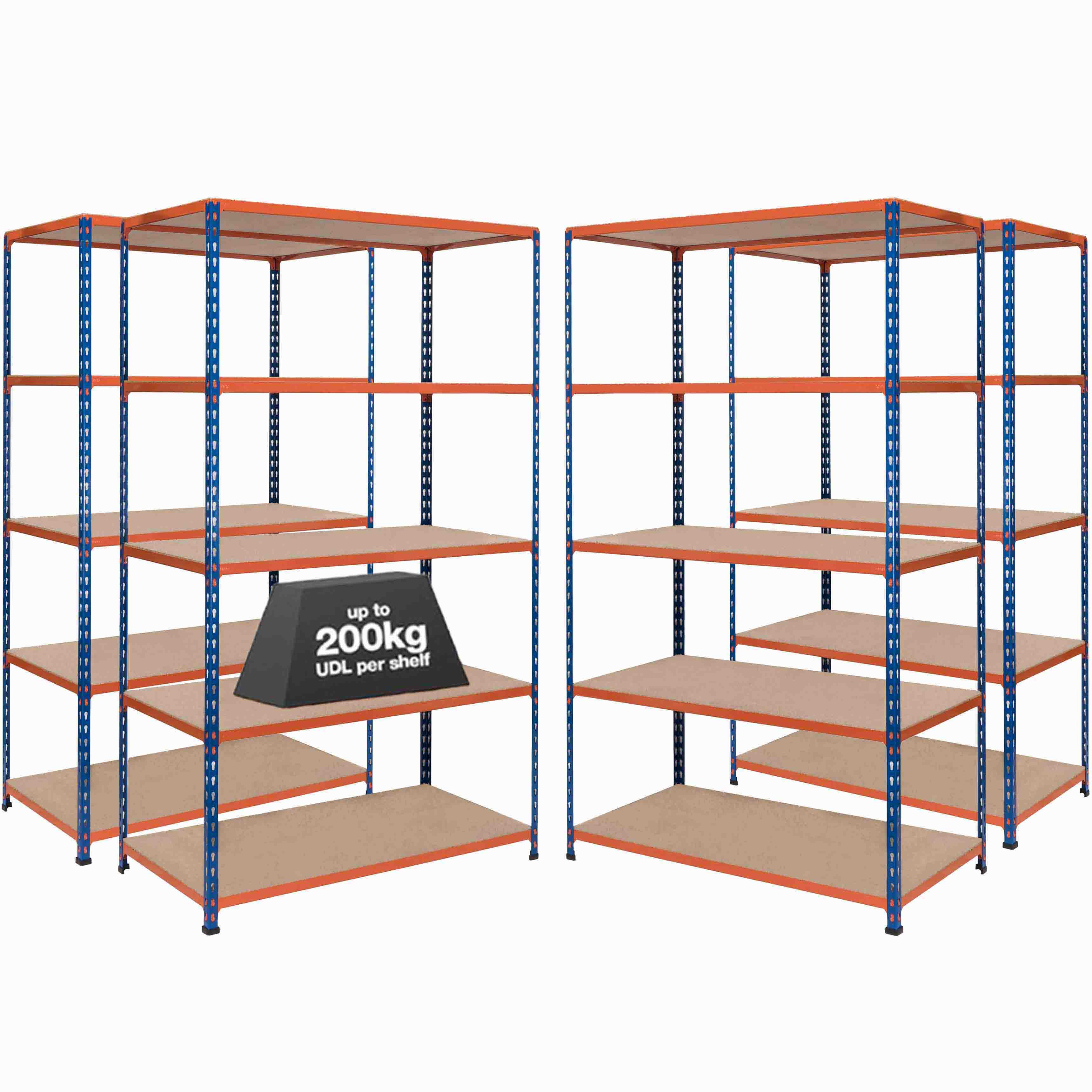 4x Storalex SX200 Industrial Shelving 1830mm High 200kg - Tufferman