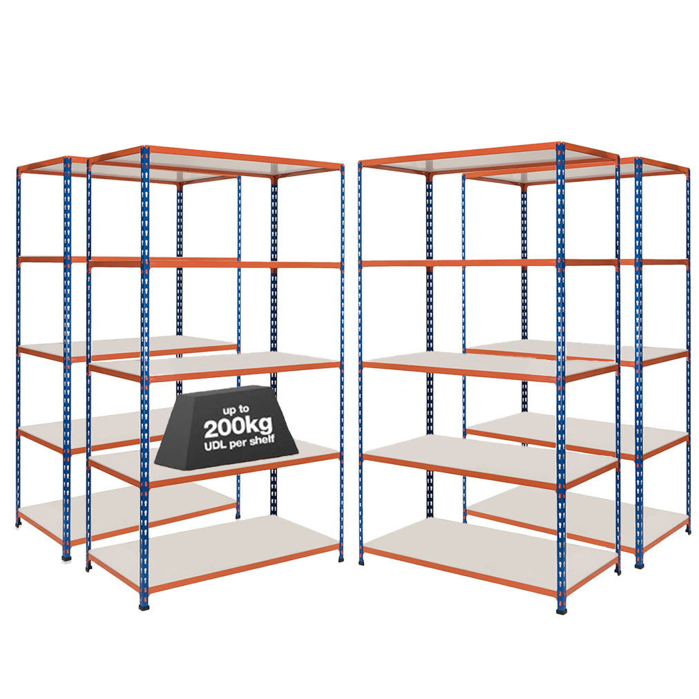 4x Storalex SX200 Melamine Shelving 1830mm High 200kg - Tufferman