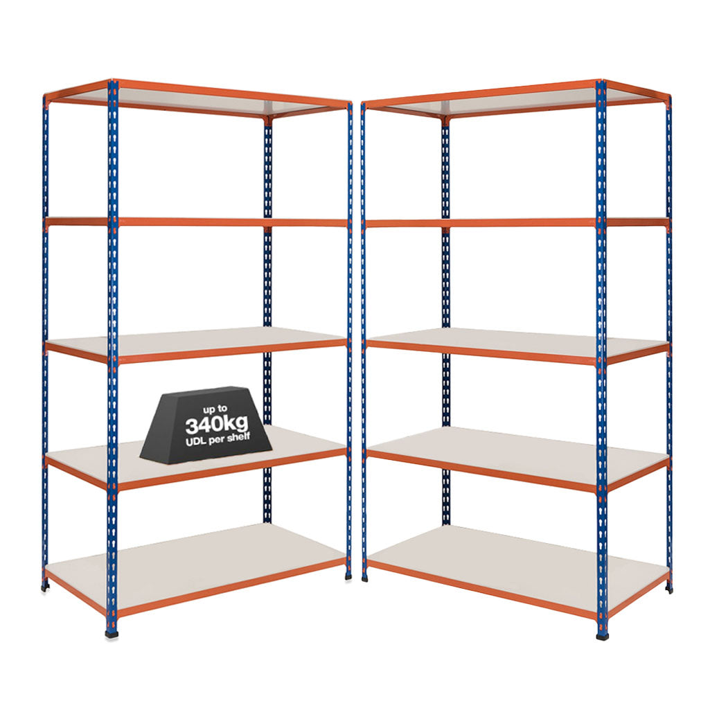 2x Storalex SX340 Melamine Shelving 1980mm High 340kg - Tufferman