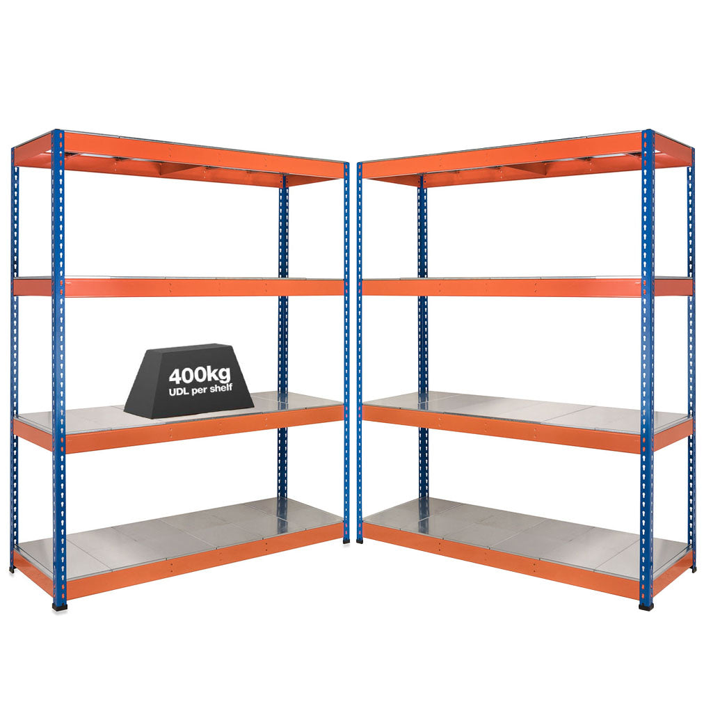 2x Storalex SX400 Steel Shelving 2440mm High 400kg - Tufferman