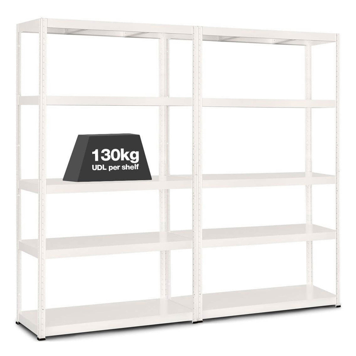 2x Storalex MT Metal Shed Shelving 1800mm High 90/130kg White - Tufferman