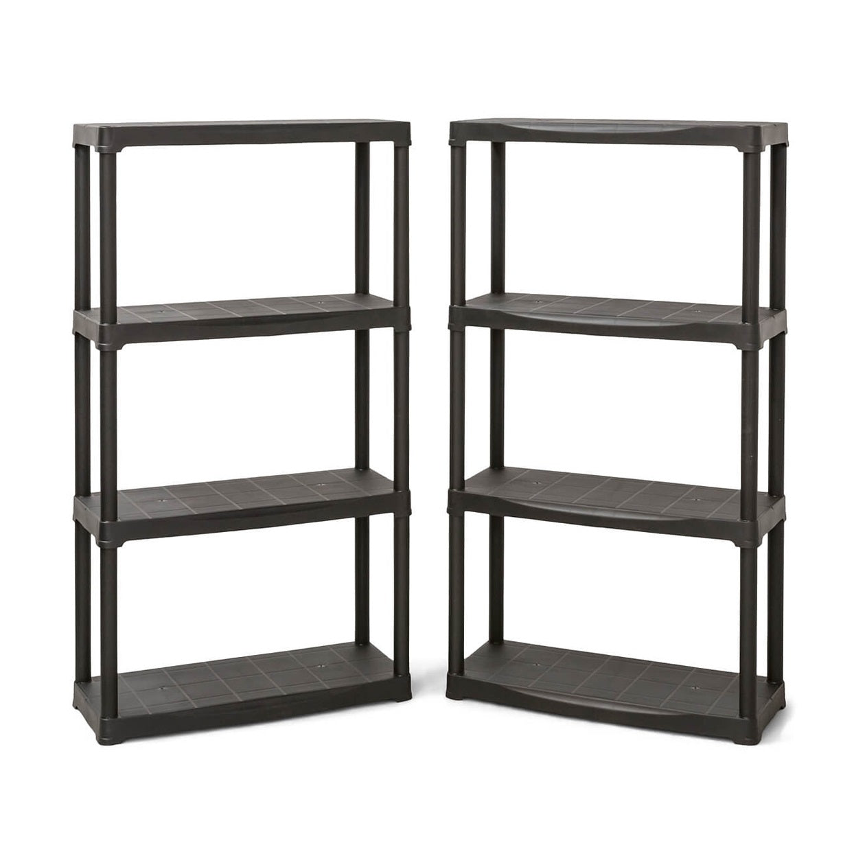 2x Storalex PTR Plastic Shelving Units 1330mm High 20kg Black - Tufferman