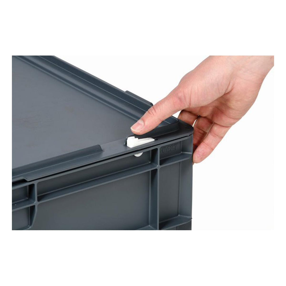 Premium Euro Containers with Hinged Lids - Grey - All Sizes - Tufferman