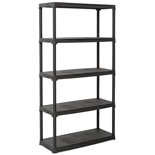 1x Storalex PTR Plastic Shelving Unit 1760mm High 20kg Black - Tufferman