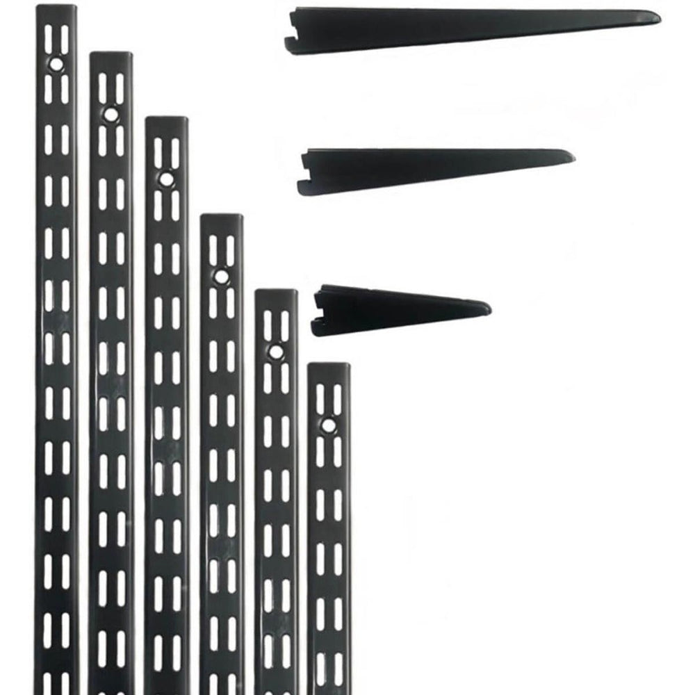 Twin Slot Shelving - Wall Mounted - 1000mm Wide - Melamine - Black ...