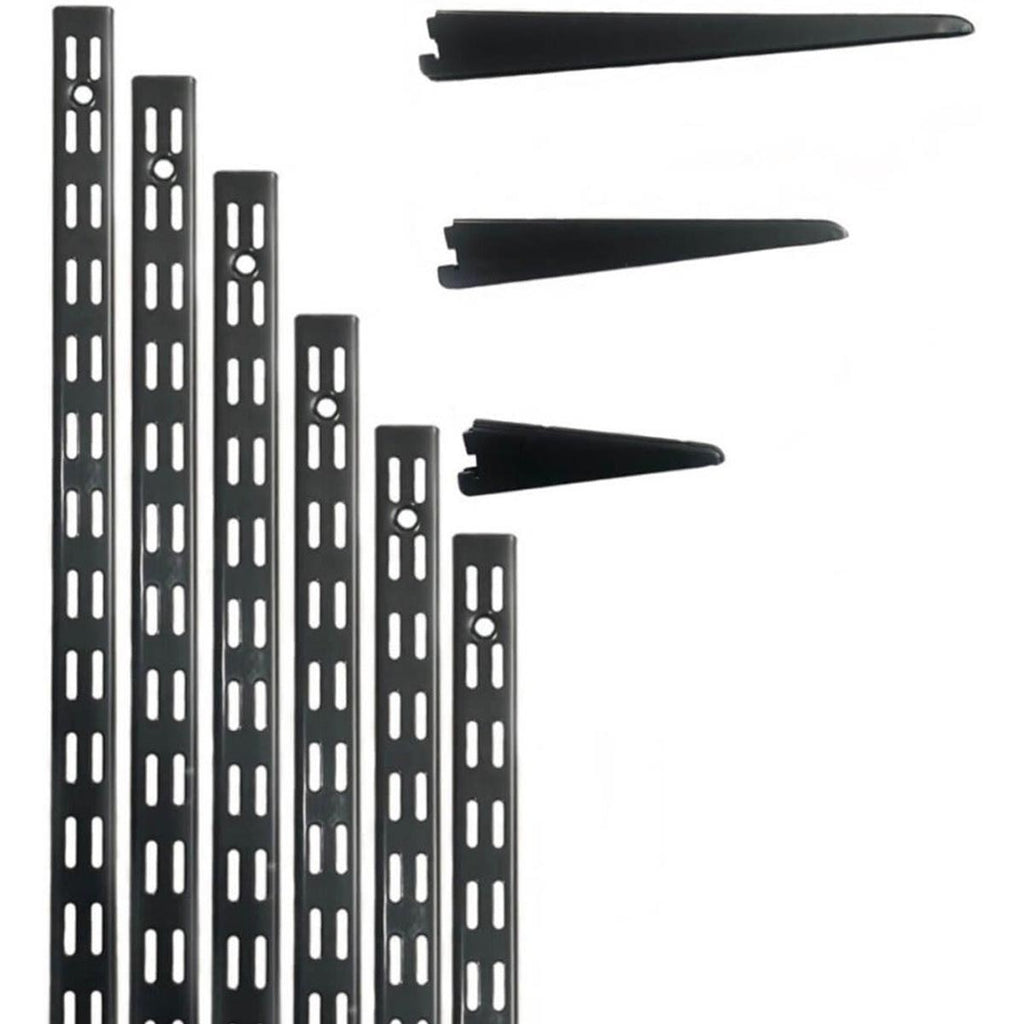 Twin Slot Shelving - Wall Mounted - 900mm Wide - Melamine - Black ...