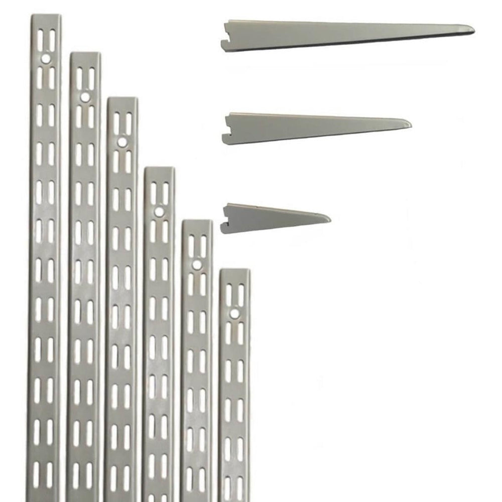 Twin Slot Shelving - Wall Mounted - 1000mm Wide - Melamine - Silver ...