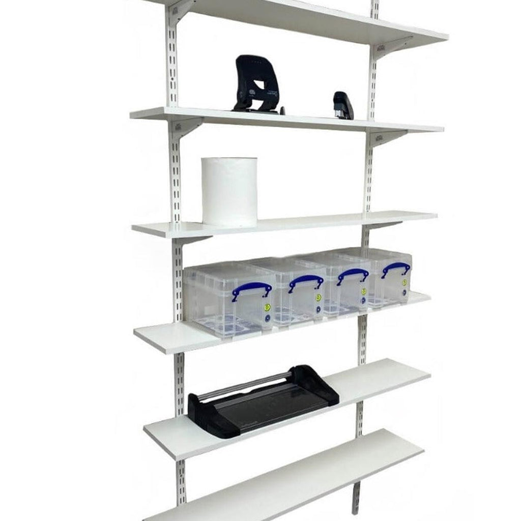 Twin Slot Shelving - Wall Mounted - 1000mm Wide - Melamine - White ...
